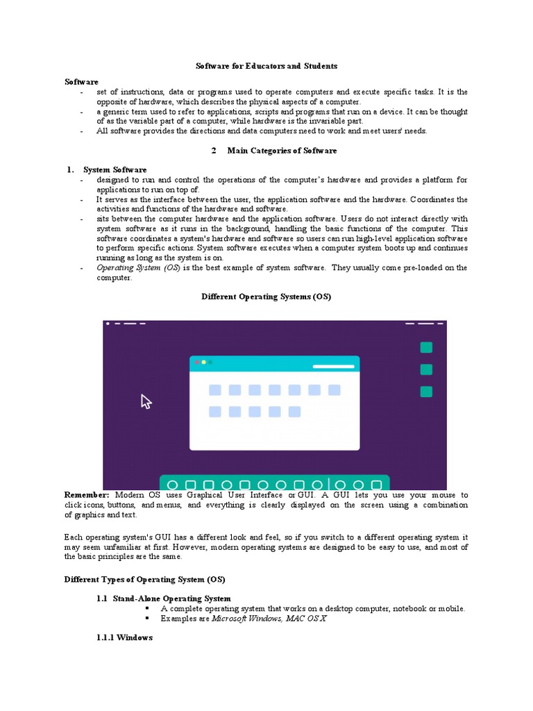 Software For Educators and Students | PDF | Operating System | Graphical User Interfaces