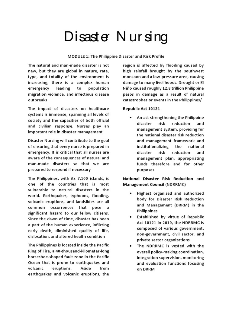 Disaster Nursing Module 1 | PDF | Natural Disasters | Hazards