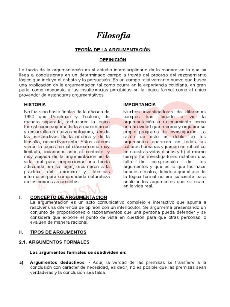 Filosofía La Argumentaciòn | PDF | Argumento | Evidencia