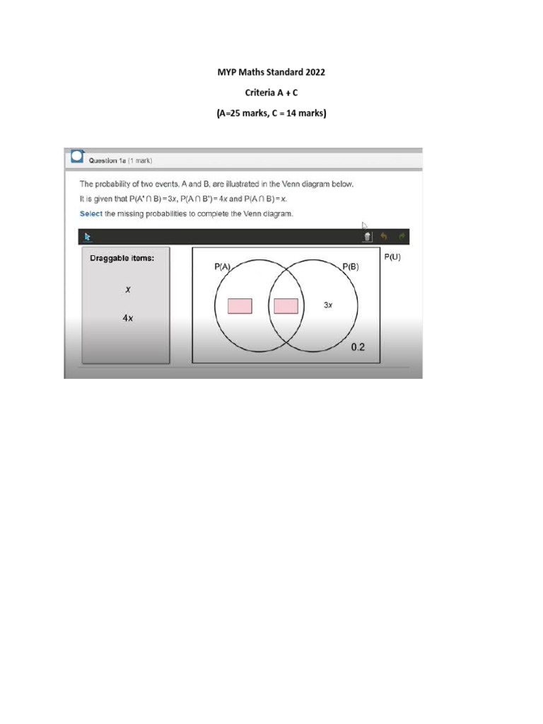 MYP Maths E Assessment Standard 2022 | PDF