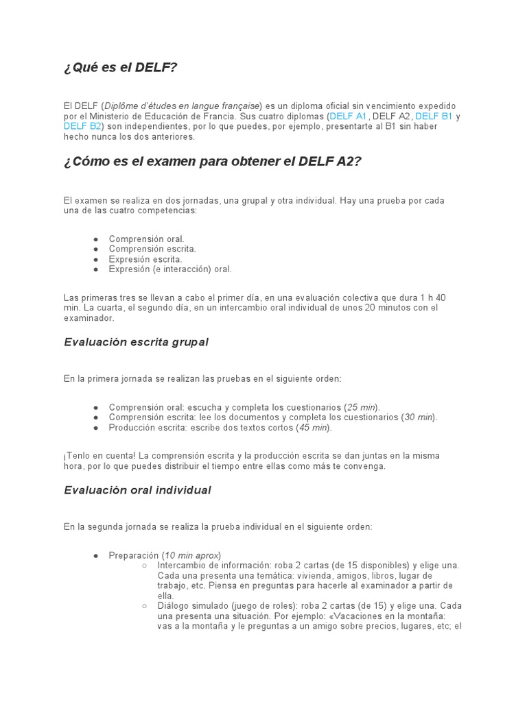 ¿Qué Es El DELF | PDF