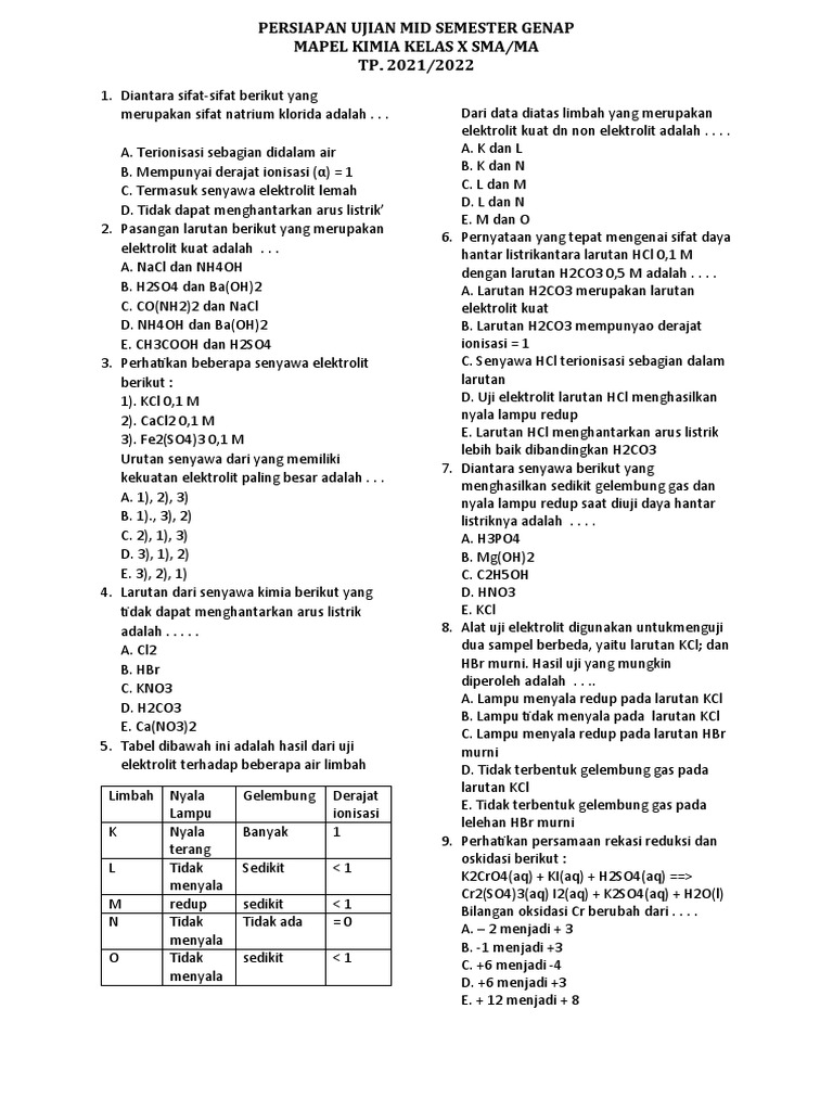 Soal Mid Sem 2 Klas 10 | PDF