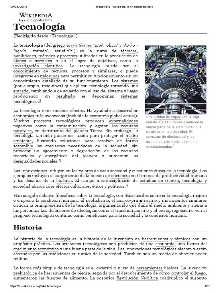 Tecnología - Wikipedia, La Enciclopedia Libre | PDF | Tecnología ...