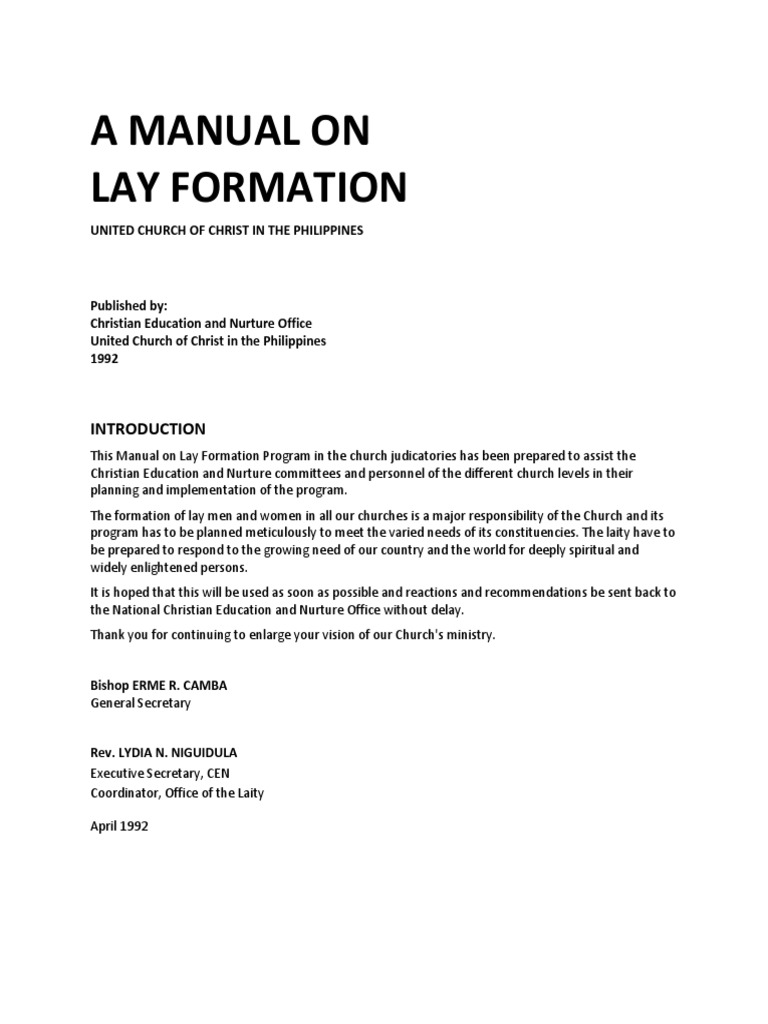 Lay Formation Manual for Ministry | PDF | Laity | Bible