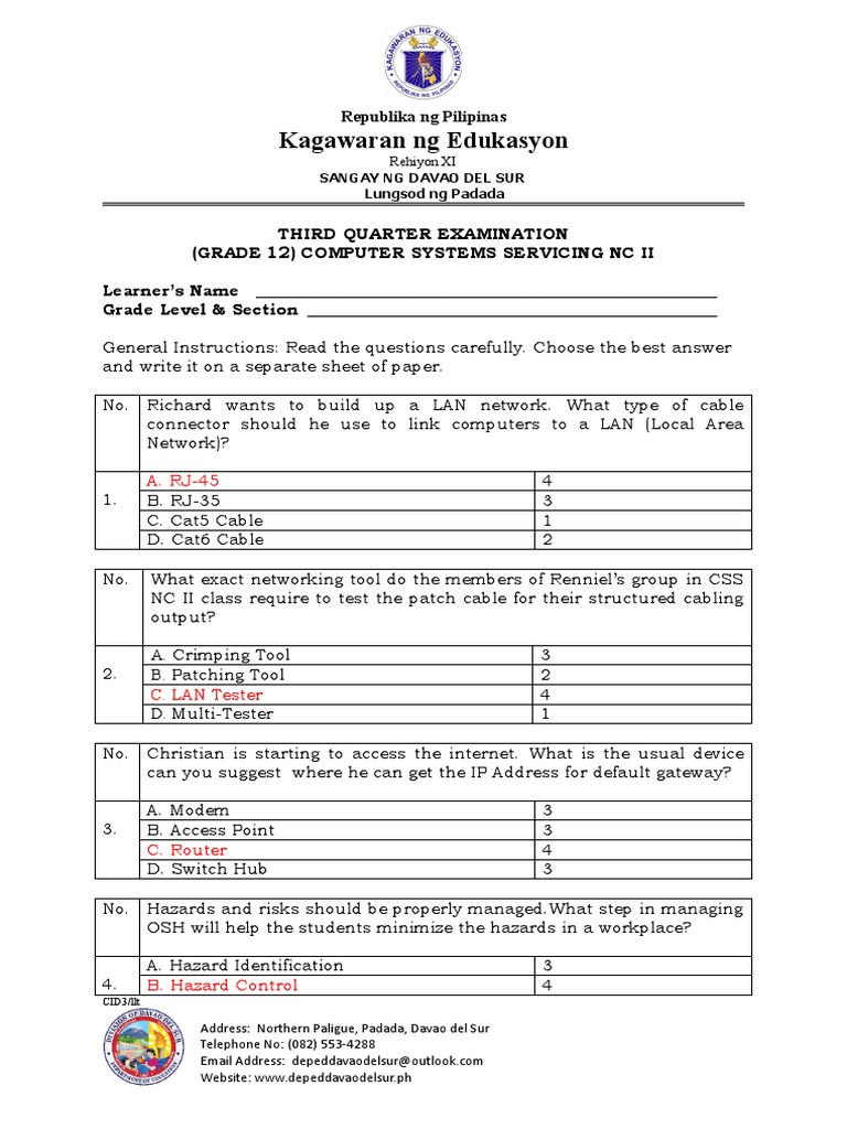 Template-for-TQs-Level-DavSur-Taxonomy of Option Rationale - CSS12 - 3rd Grading - Erasmo ...