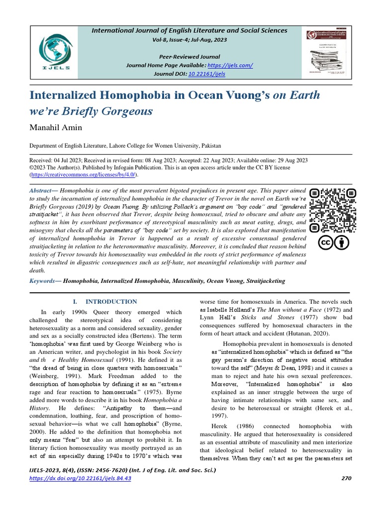 Internalized Homophobia in Vuong's Novel | PDF | Homosexuality | Homophobia