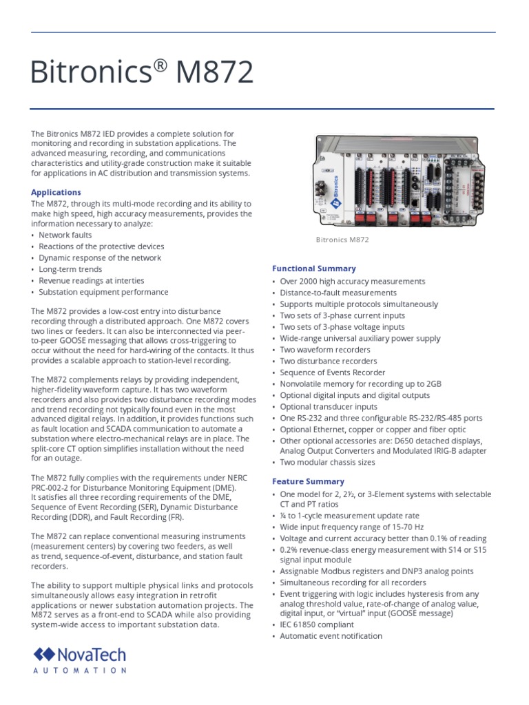 Bitronics M872 Datasheet - 011022 | PDF