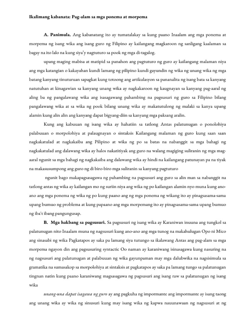 Panimulang Linggwistika Sa Filipino - Alfonso O. Santiago | PDF