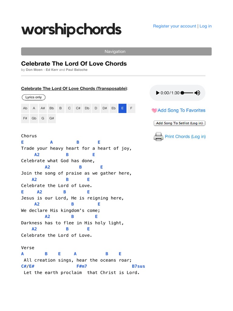 Celebrate the Lord of Love Chords | PDF | Contemporary Worship Music ...