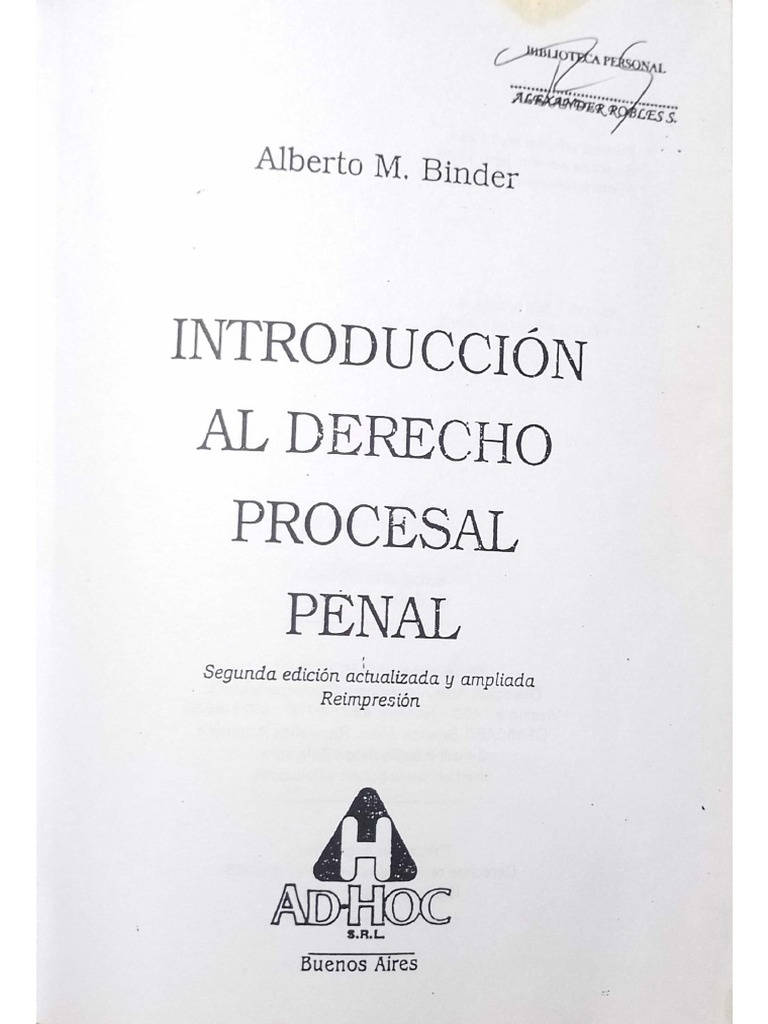 Alberto Binder Derecho Procesal Penal | PDF