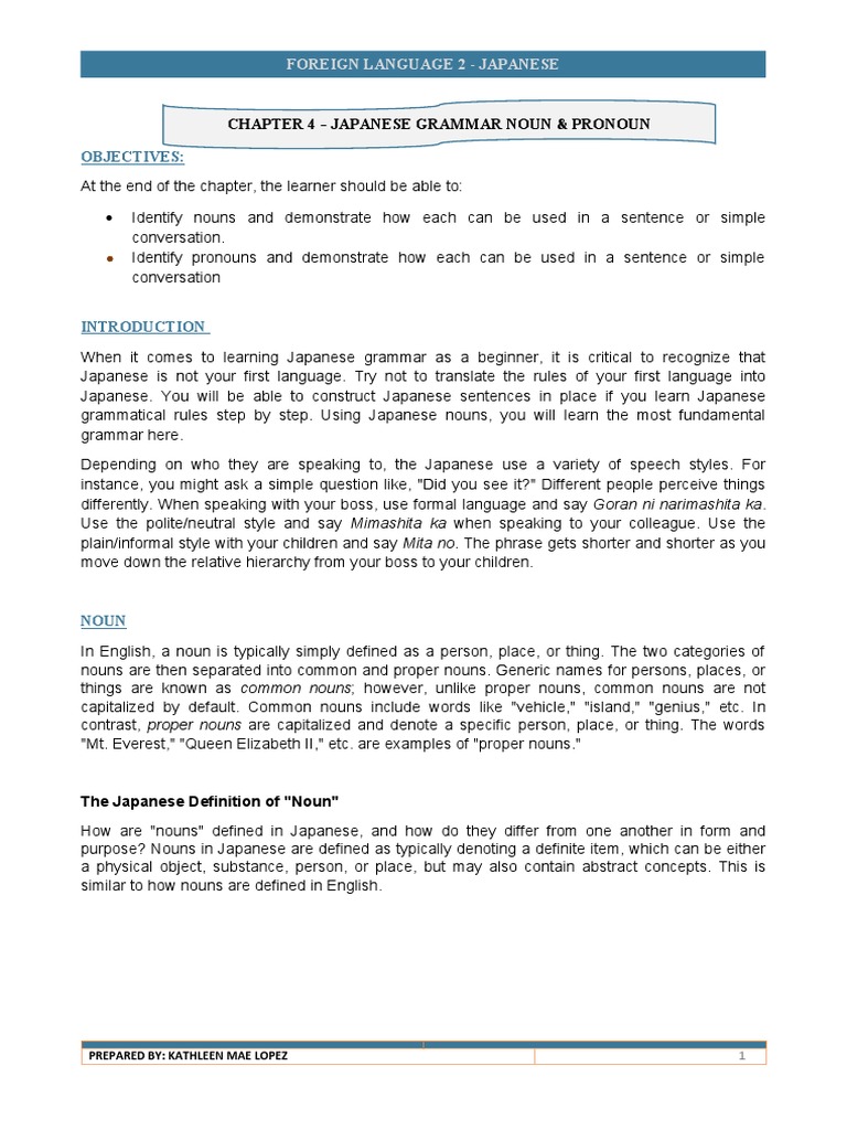Module 4.1 - FL Nihongo | PDF