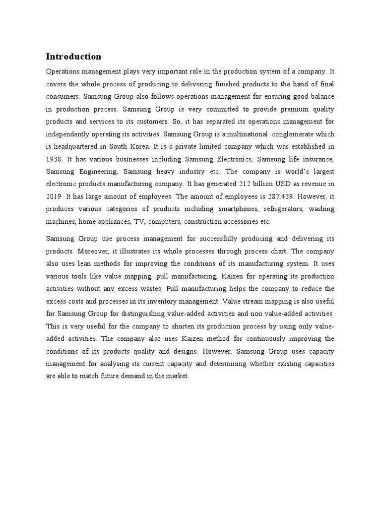 Operations Management of Samsung | PDF | Operations Management | Supply ...