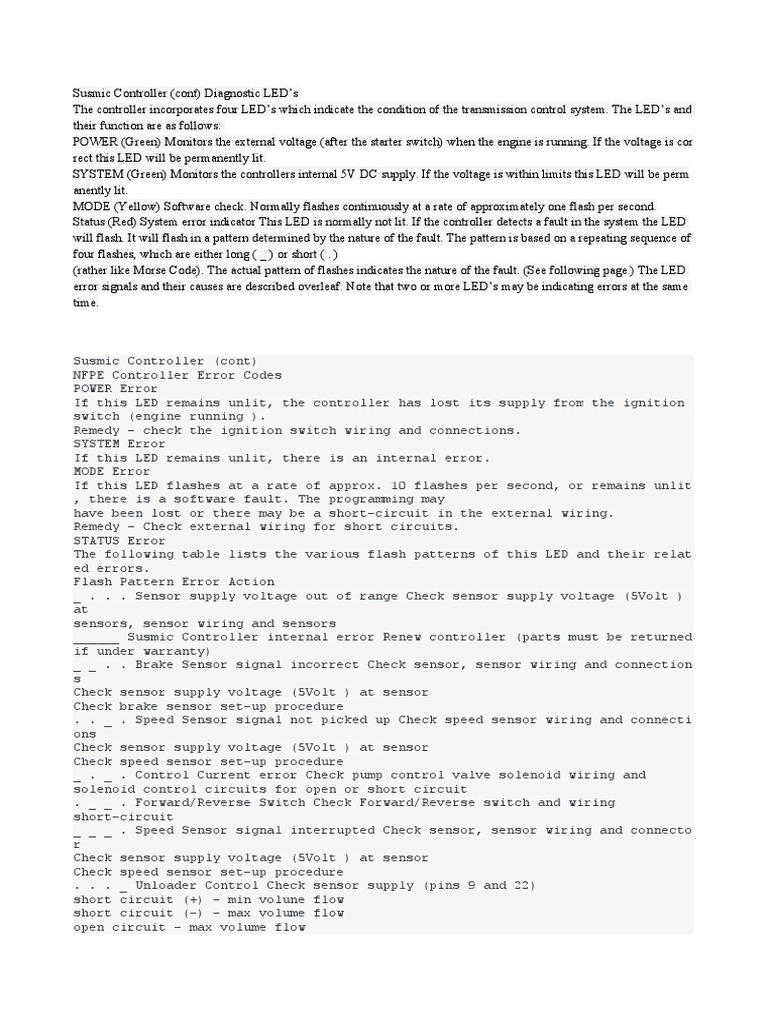 Susmic 12 Controller Error Codes Guide | PDF
