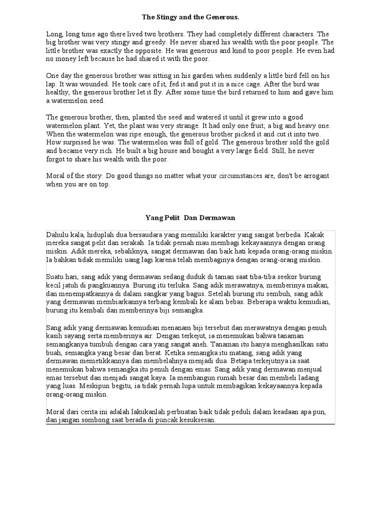The Stingy and The Generous | PDF | Plants