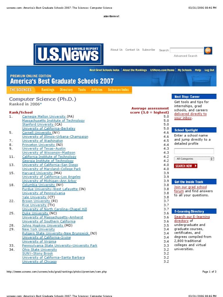 CSE Engineering Rankings-2006 | PDF | College