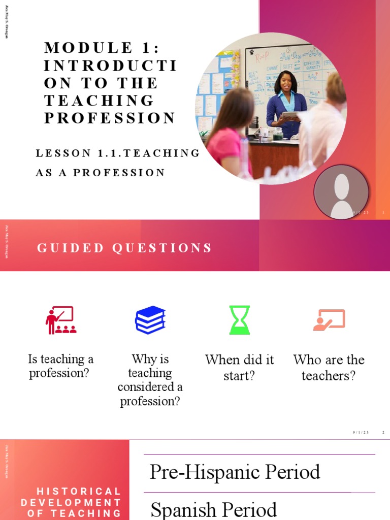 Module 1 Lesson 1.1 Teaching Profession | PDF | Teachers | Profession