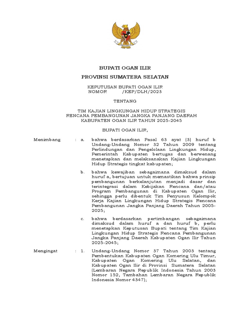 SK Klhs RPJPD Dan RDTR 2023 Revisi 27 Jun | PDF