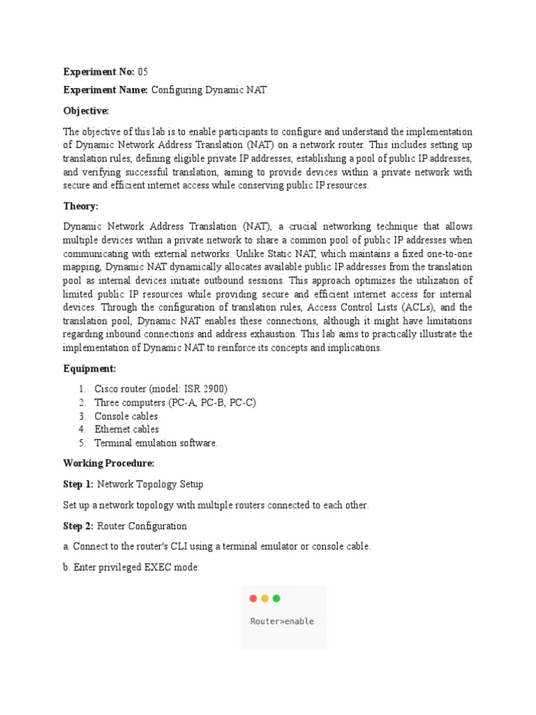 Experiment On Dynamic NAT | PDF | Ip Address | Computer Network