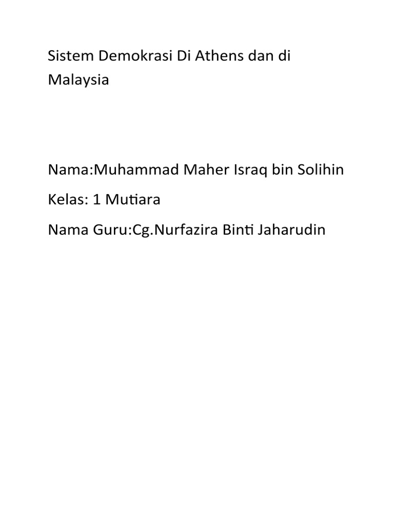 Sistem Demokrasi Di Athens Dan Di Malaysia Pdf 