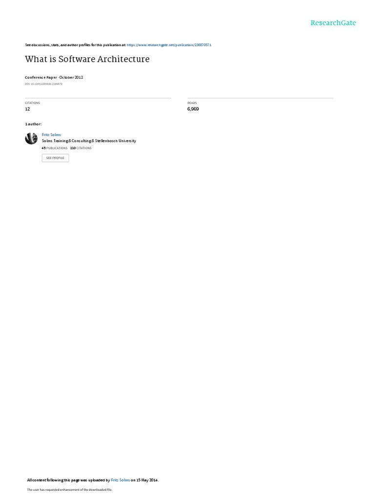 What Is Software Architecture | PDF | Service Oriented Architecture | Component Based Software ...