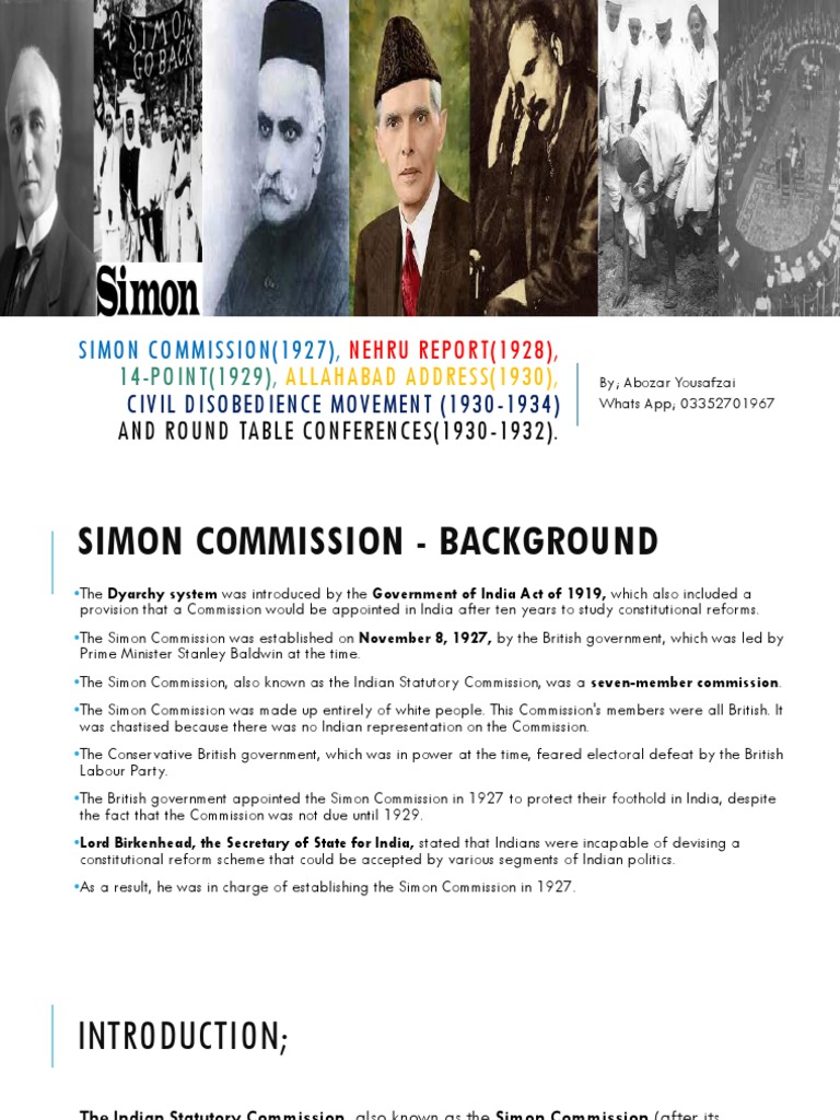 Simon Commission (1927), Nehru Report (1928) | PDF