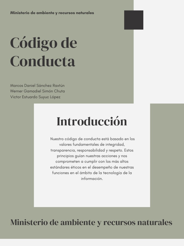 Presentación codigo de conducta | PDF | Sustentabilidad | Desarrollo ...