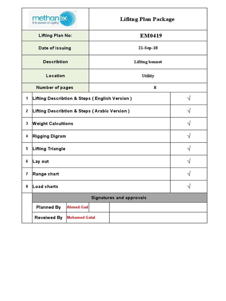 Lifting Plan EM0419 Overview | PDF | Crane (Machine)