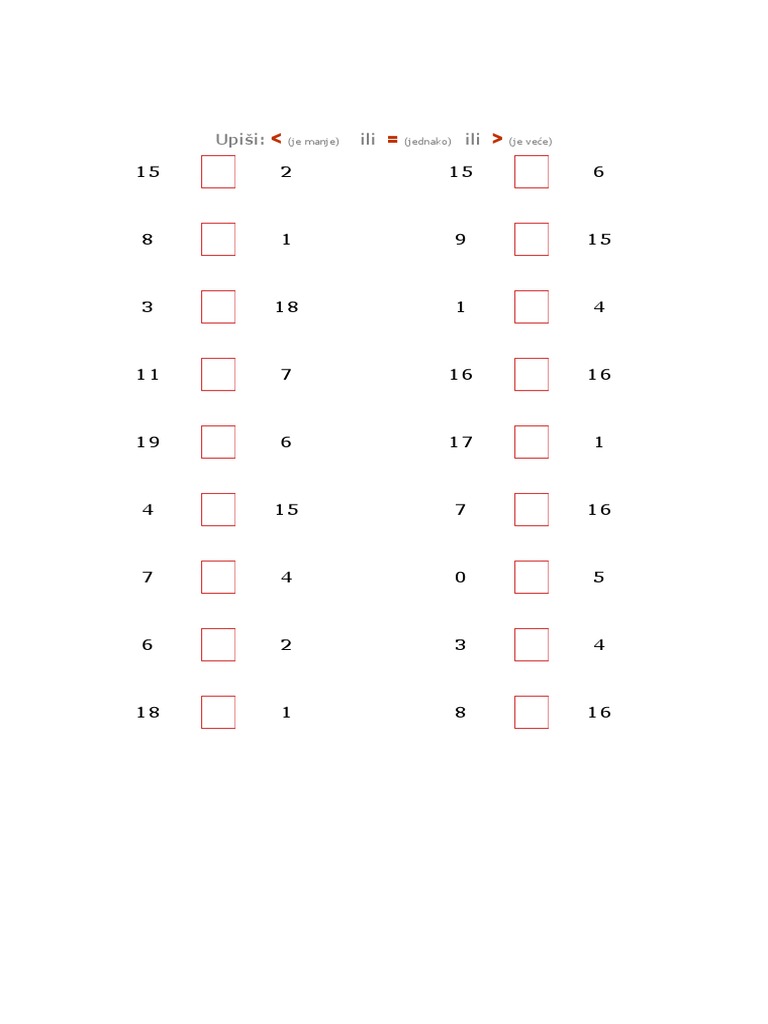 Listići Za Ispisivanje I Vježbanje Matematike Za Prvi Razred Osnovne ...