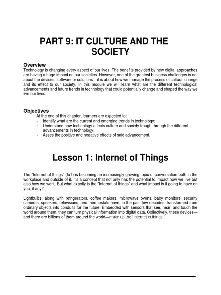Part 6 - IT Culture and Society | PDF | Internet Of Things | Virtual ...