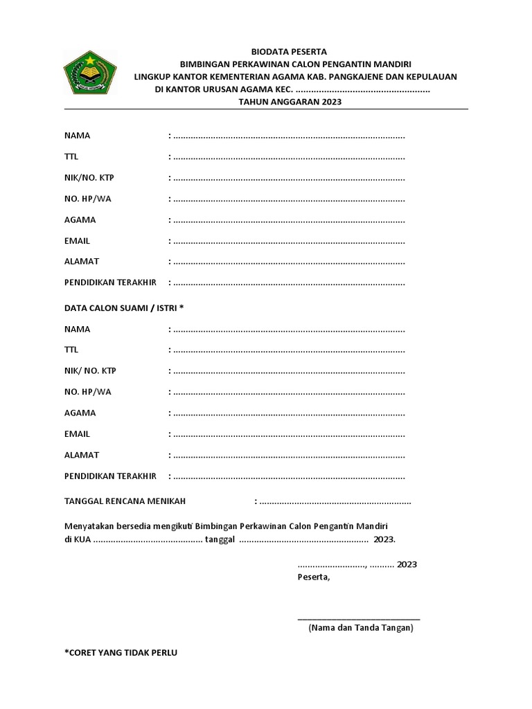 Form Bimwin Mandiri | PDF