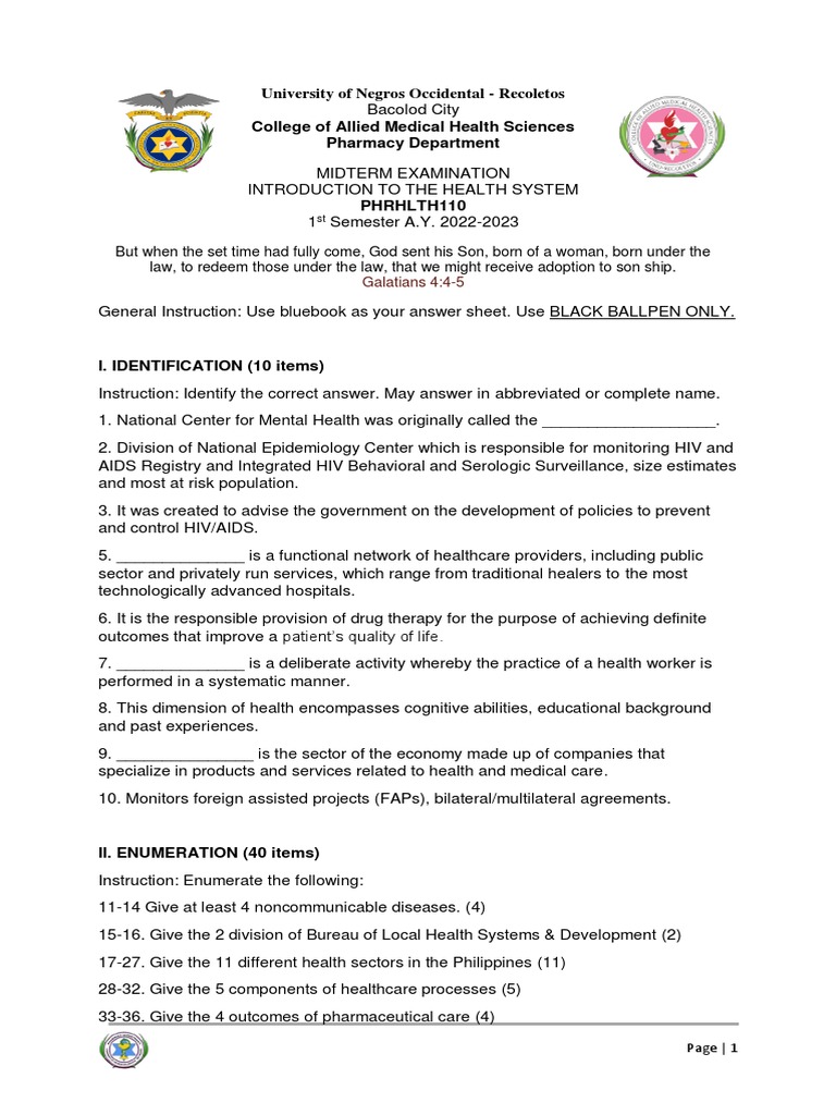 Midterm Exam | PDF | Health Care | Health Professional