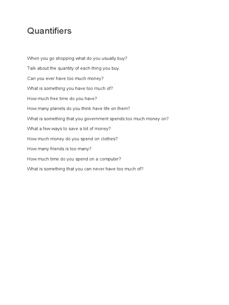 Quantifiers Speaking | PDF