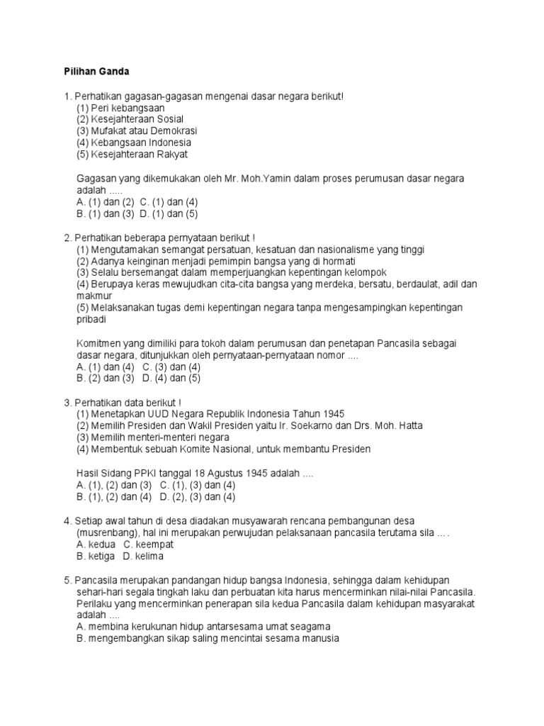 Soal US PPKN Fix | PDF