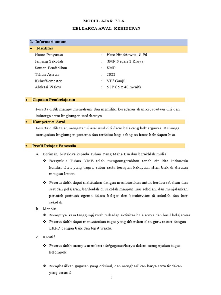 Modul Ajar IPS Kelas 7 Semester 1 | PDF