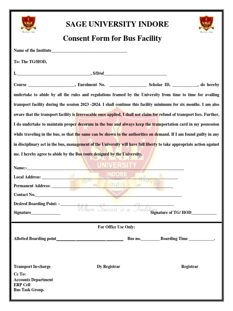 Bus Consent Form For 23-24 | PDF