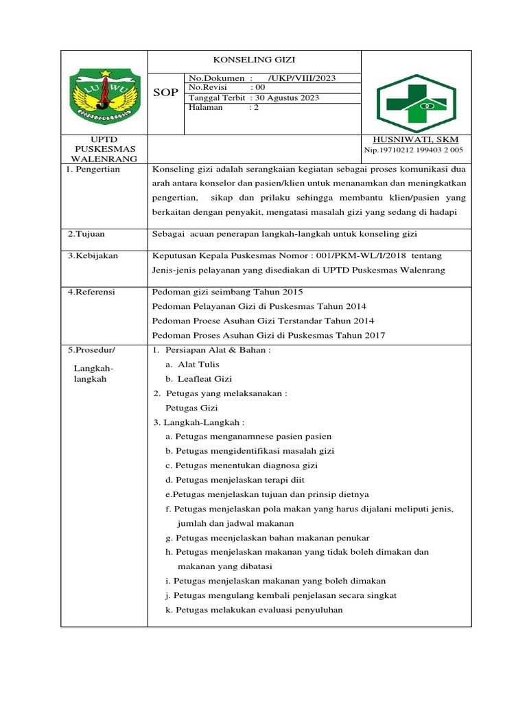 3.5 Pelayanan Gizi (SOP UKP) | PDF