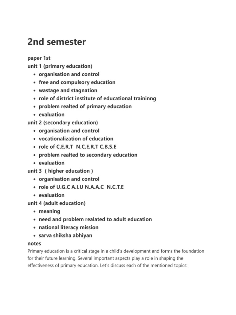 2nd Semester | PDF