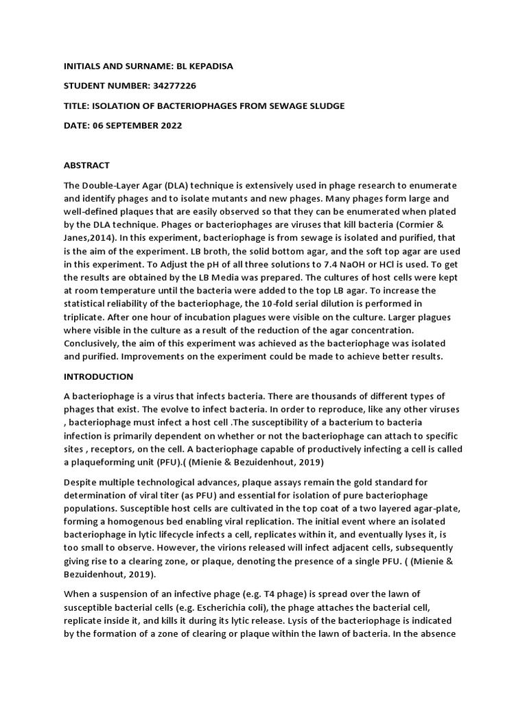 Isolation of Bacteriophages From Sewage Sludge | PDF | Bacteriophage ...