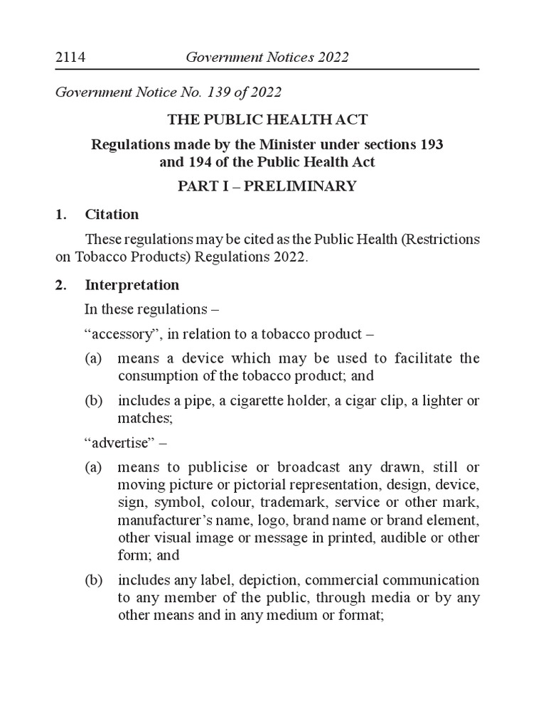 Mauritius PH Regs 2022 National | PDF | Electronic Cigarette | Cigarette