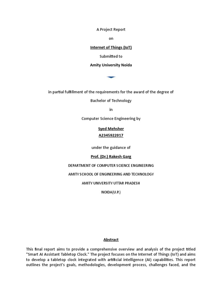 Final Report (NTCC) IoT | PDF | Internet Of Things | Artificial Intelligence