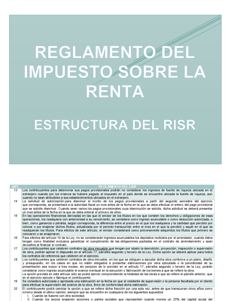 Reglamento Isr | PDF | Fondo de pensiones | Condominio
