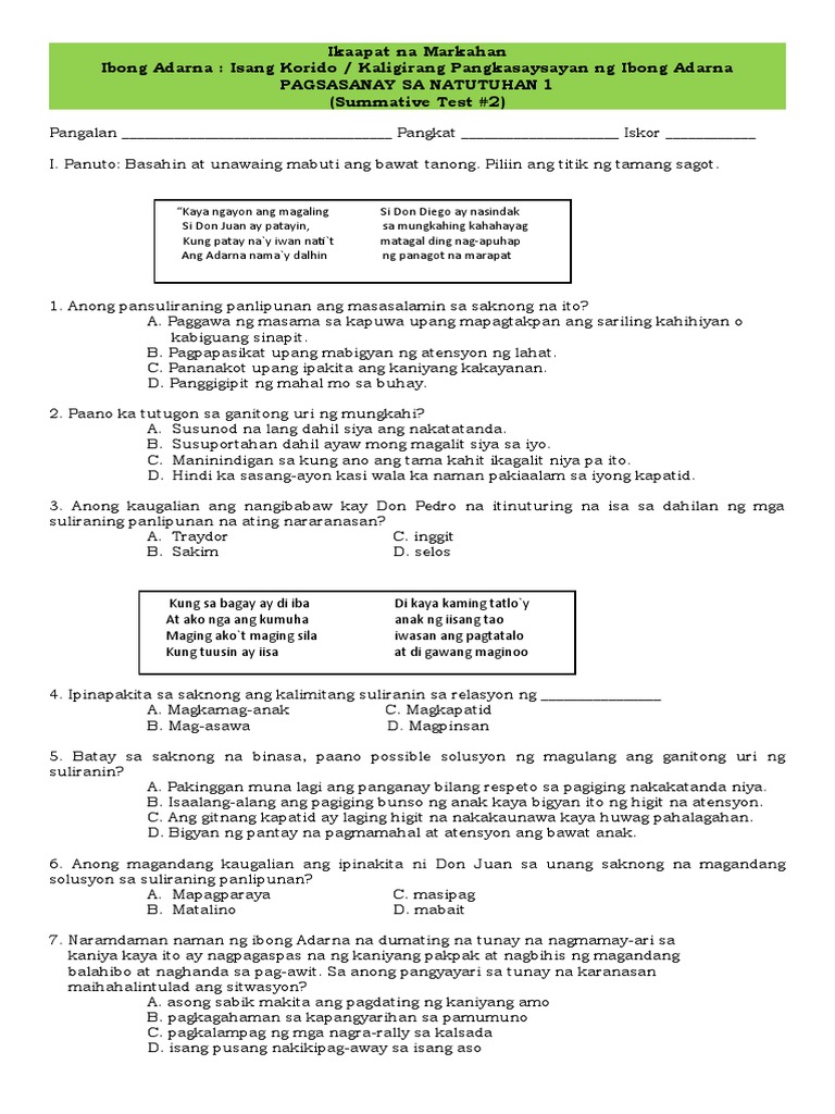 Q4 - Summative Test # 2 | PDF