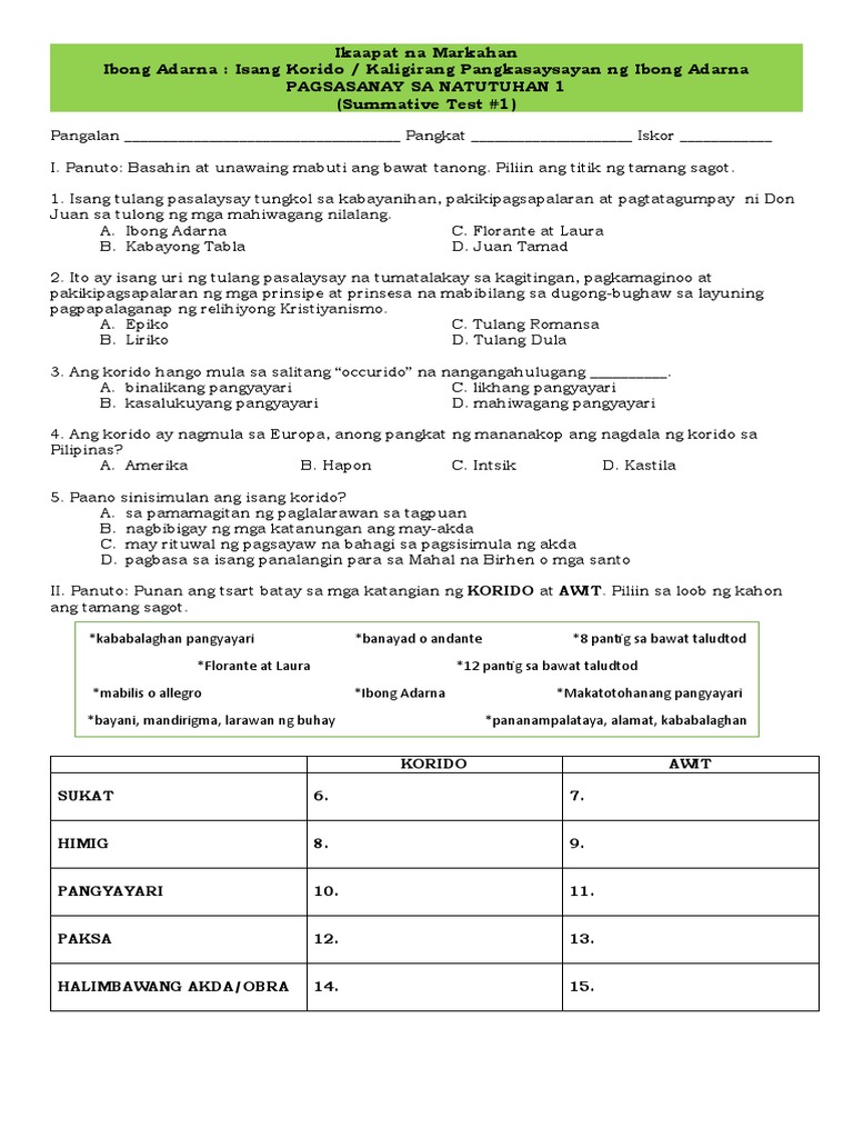 Q4 - Summative Test # 1 | PDF