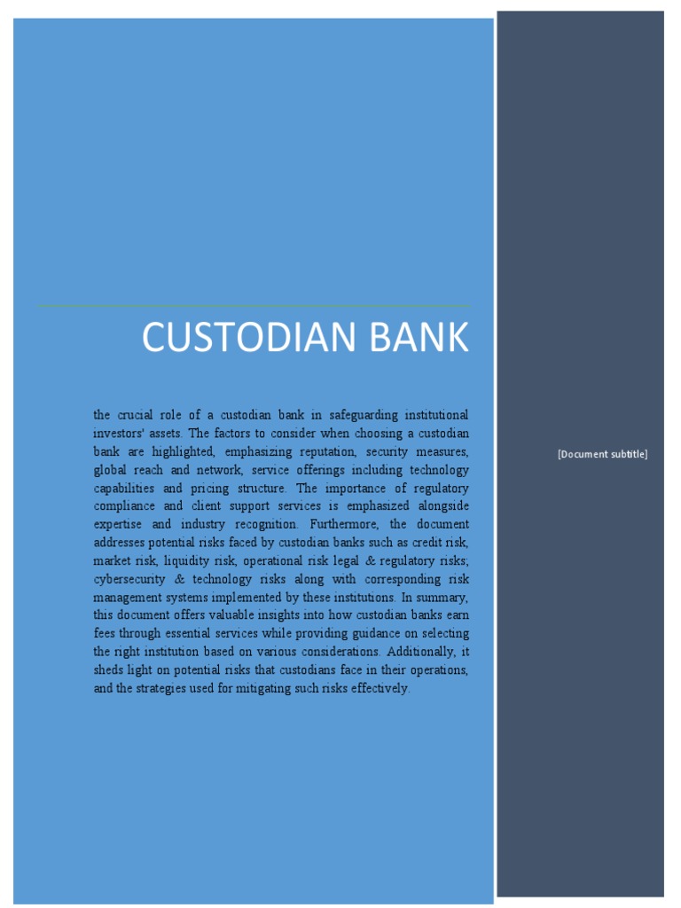 Custodian Material | PDF | Banks | Investing