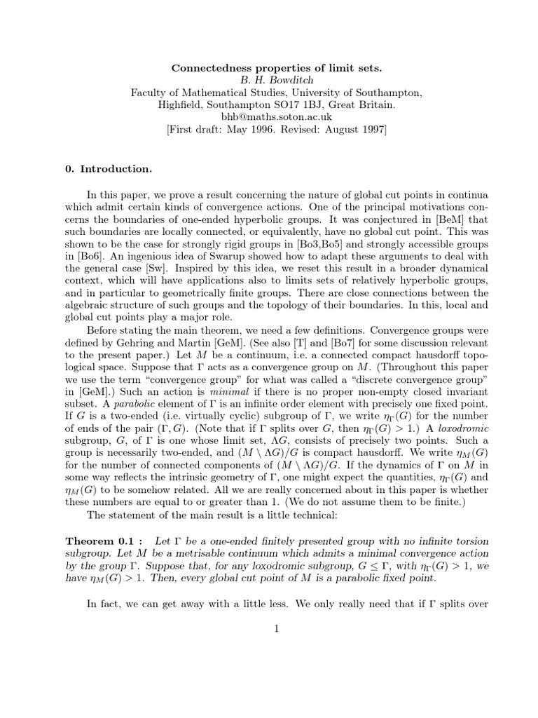 BHB Connected Bowditch Boundary | PDF