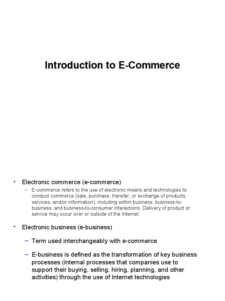 E-Commerce Overview and Benefits | PDF | Electronic Business | E Commerce