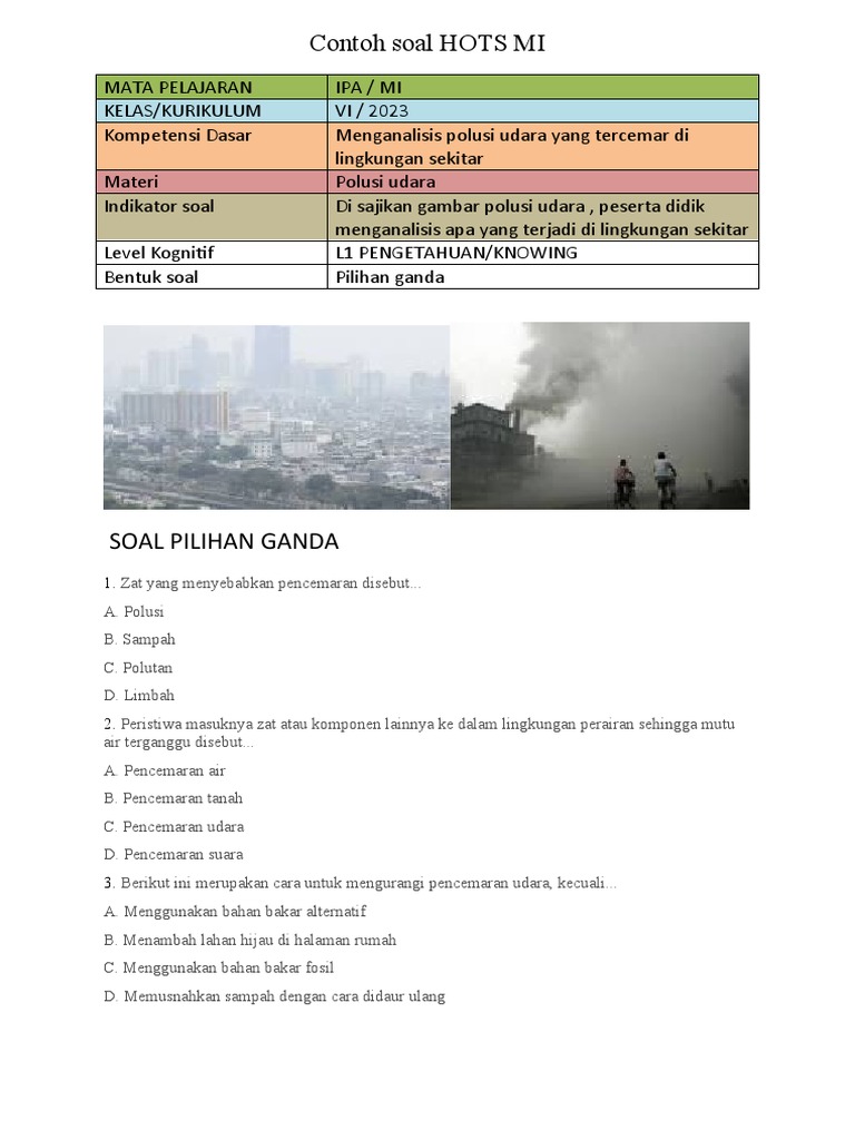 Contoh Soal HOTS MI | PDF
