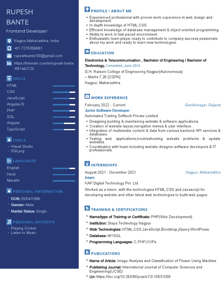Rupesh Bante Frontend Developer Resume NEW+ (1) + | PDF