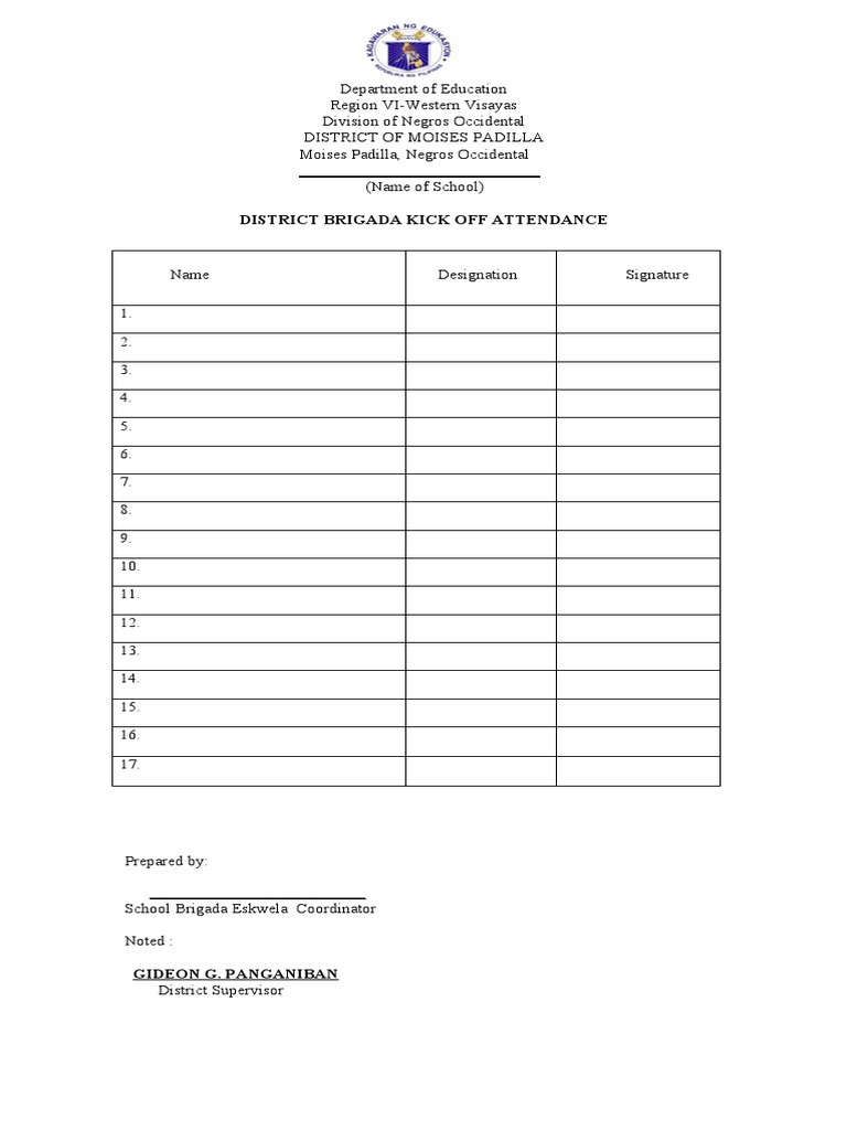 District Brigada Kick Off Attendance | PDF