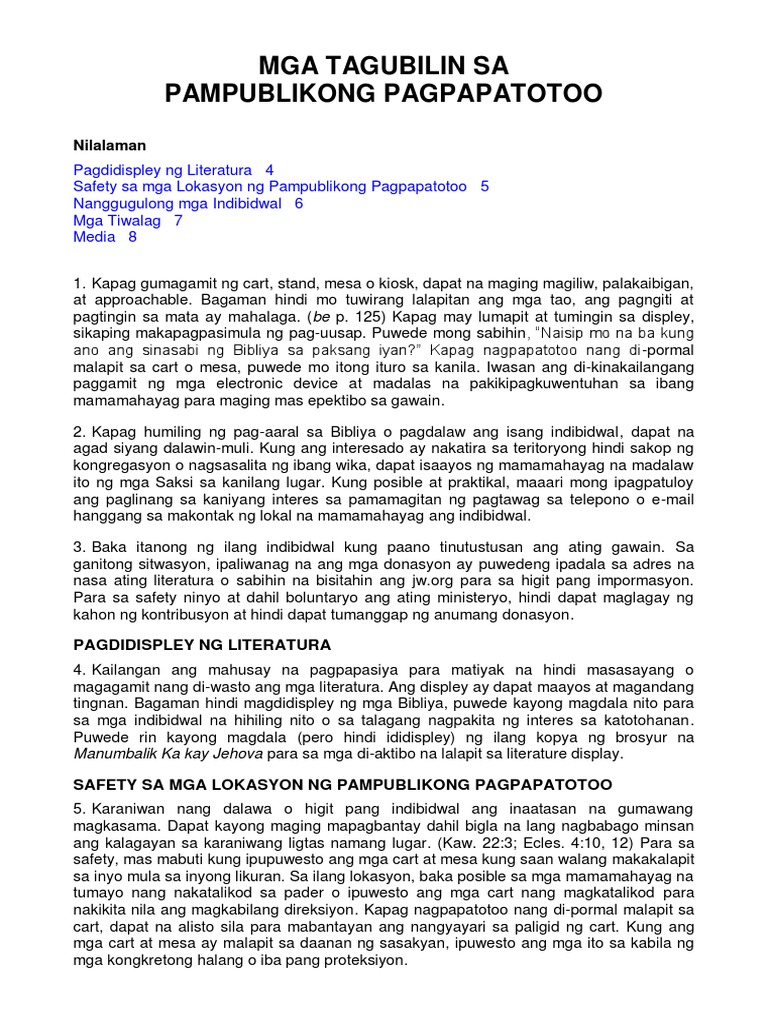 Mga Tagubilin Sa Pampublikong Pagpapatotoo: Nilalaman | PDF